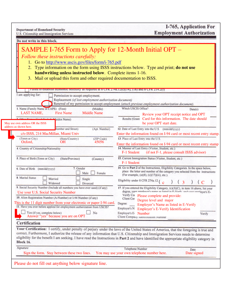 I 765 Sample Form I 765 Sample Form