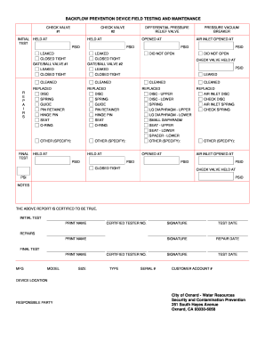Backflow Prevention Device Form Public Works City Of Oxnard - Fill Out ...