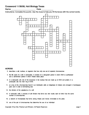 Biology Crossword Answers