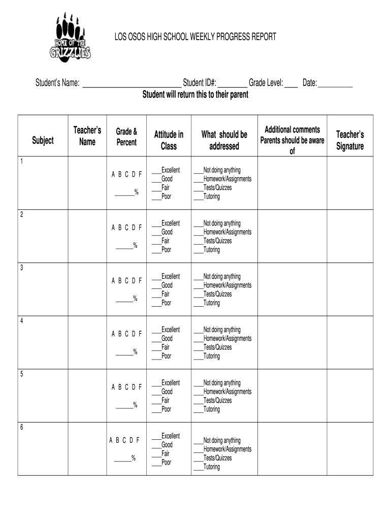 Student Athlete Progress Report Template Form Fill Out And Sign Student Athlete Progress Report Template Form Fill Out And Sign