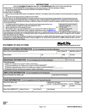 Statement of health form - Fill Out and Sign Printable PDF Template ...