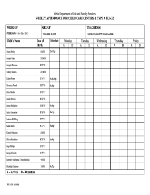 JFS 01208 Weekly Attendance formdoc - Fill Out and Sign Printable PDF ...