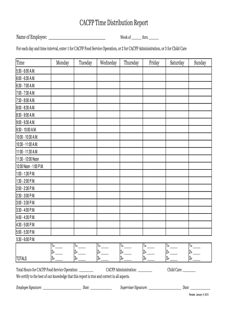 Cacfp Time Distribution 2010 2024 Form Fill Out And Sign Printable Cacfp Time Distribution 2010 2024 Form Fill Out And Sign Printable