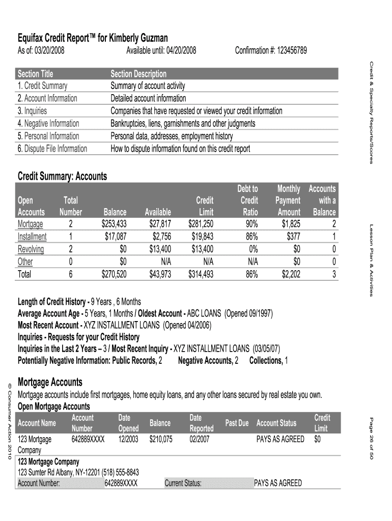 Credit Report Sample News Word