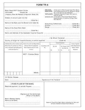 Tr 6 Challan Customs Word Format - Fill Out and Sign Printable PDF Template | signNow