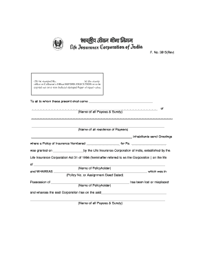 Lic form 3815 sample filled - Fill Out and Sign Printable PDF Template | SignNow