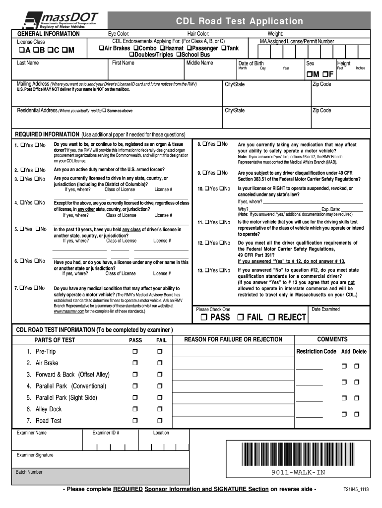 CDL Road Test Application Registry Of Motor Vehicles Fill Out And CDL Road Test Application Registry Of Motor Vehicles Fill Out And