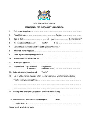 Kweneng Land Board Application Form 2021 - Fill Out and Sign Printable ...