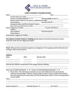 Stalking intake - Fill Out and Sign Printable PDF Template | SignNow