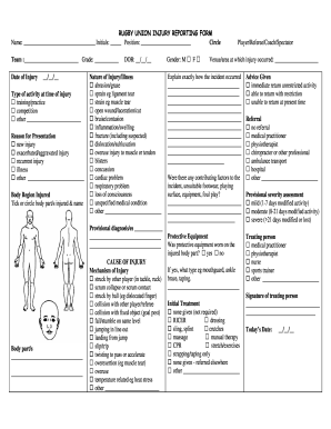 Rugby Union Injury Report Form - Sports Medicine Australia - Fill Out ...