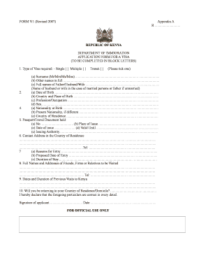 Kenya V Visa - Fill Out and Sign Printable PDF Template | signNow