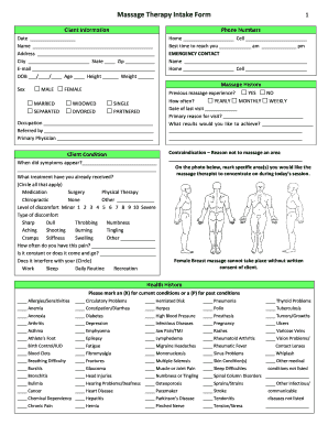 Therapeutic Massage Intake Forms Intake Forms Universal Energy