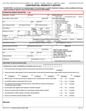 CONFIDENTIAL MORBIDITY REPORT - County of Santa Clara - sccgov form ...