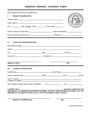 Asbestos manifest - Fill Out and Sign Printable PDF Template | SignNow