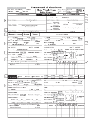 Commonwealth of massachusetts motor vehicle crash police report - Fill ...