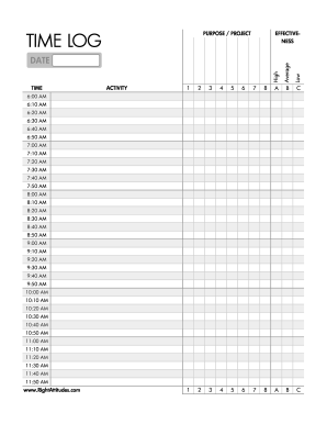 Daily Time Log Printable