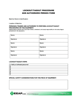Lockout Procedure Template For Word Chapter 18 – Lockout/Tagout