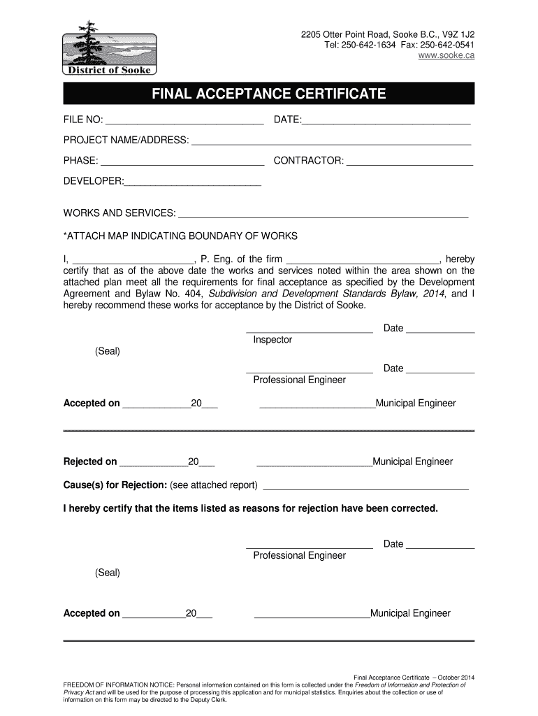 Acceptance Certificate Template 2014 2024 Form Fill Out And Sign Acceptance Certificate Template 2014 2024 Form Fill Out And Sign