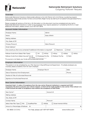 Nationwide 401k Rollover Form Universal Network