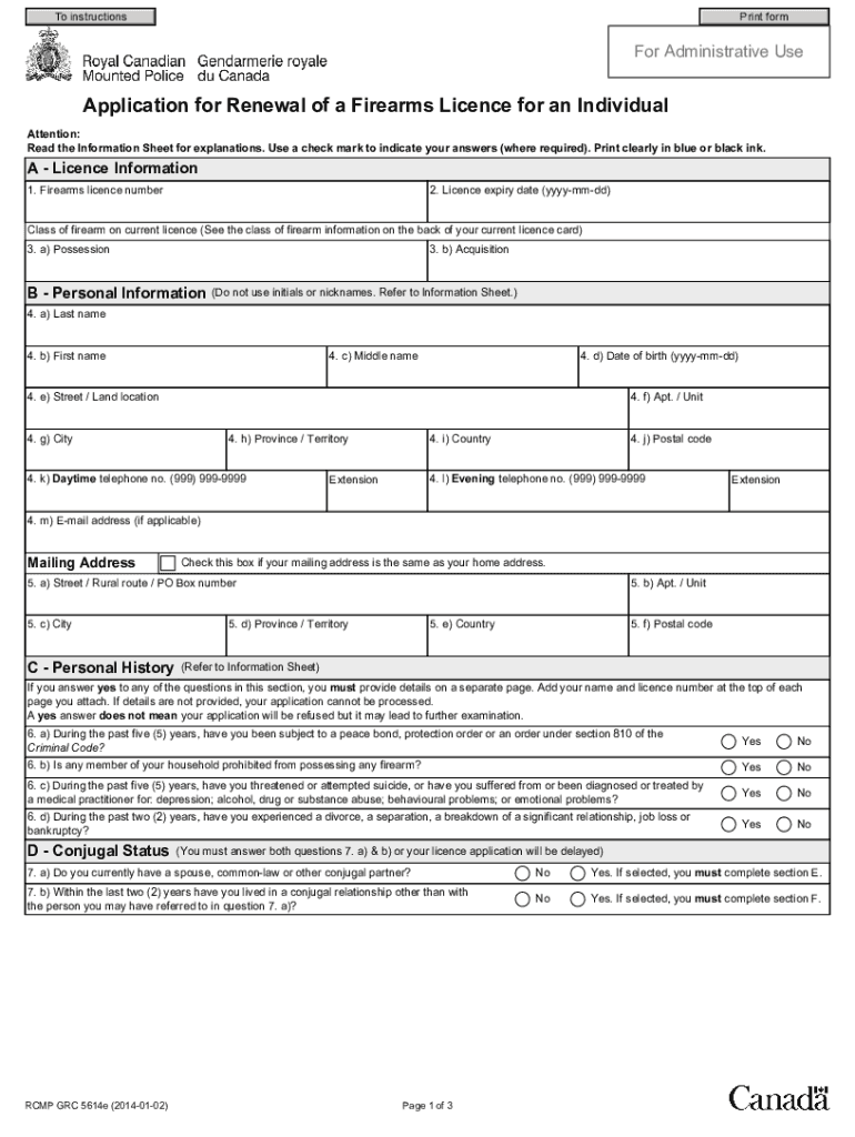 Rcmp Grc Firearms 2020 2024 Form Fill Out And Sign Printable PDF