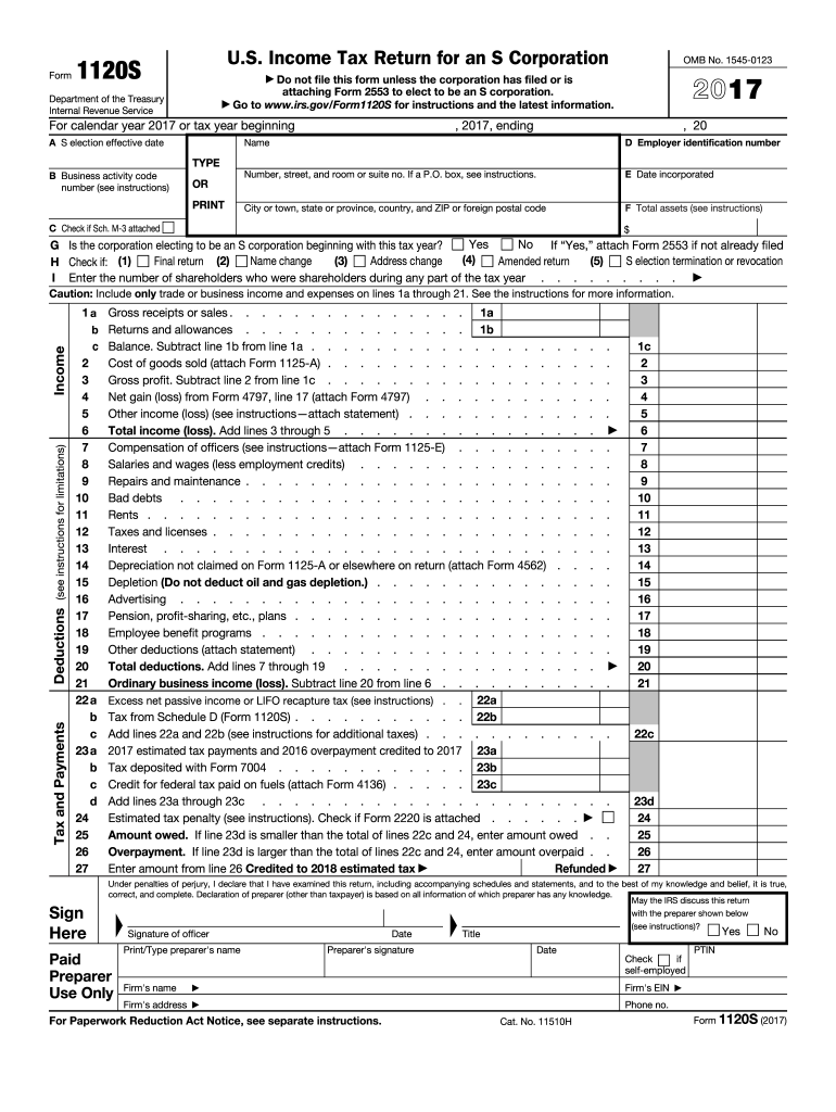 1120s Form Fill Out And Sign Printable PDF Template SignNow