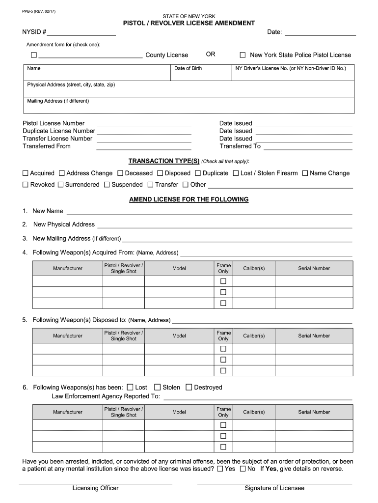 Nys Pistol Permit Amendment 2017 2024 Form Fill Out And Sign