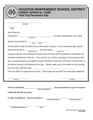 Hisd parent approval form - Fill Out and Sign Printable PDF Template ...