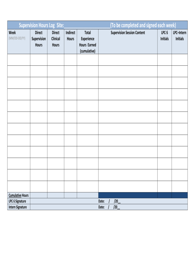 Lpc Hours Log Template Excel Form Fill Out And Sign Printable PDF 
