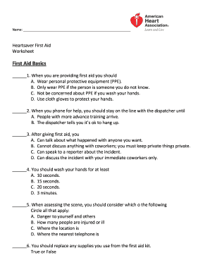 First Aid Quiz Printable