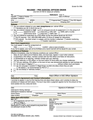 Get And Sign CR-765 Release (Jail Form) - State Of Alaska - Fill Out ...