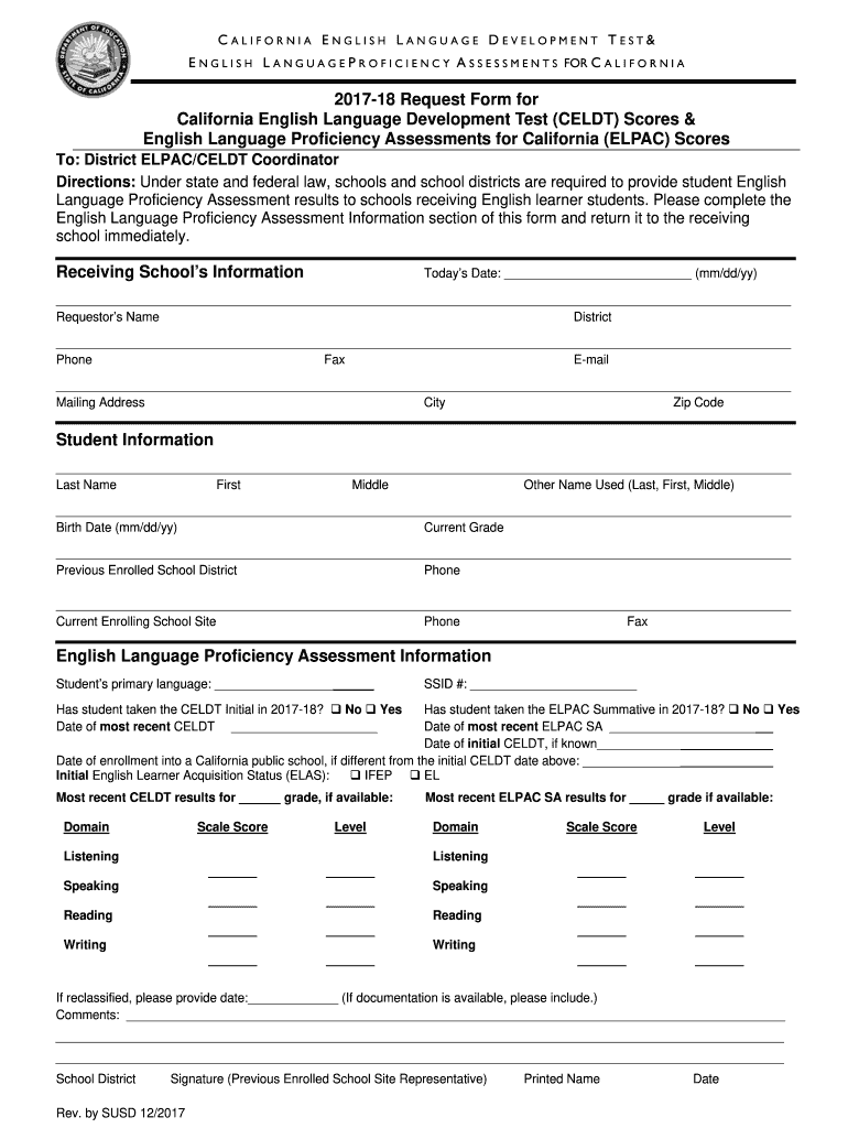 Elpac Score Request Form Fill Out And Sign Printable PDF Template Elpac Score Request Form Fill Out And Sign Printable PDF Template