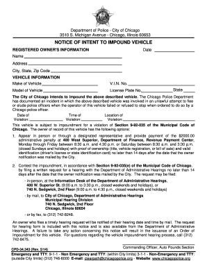 CPD-34.343 Notice Of Intent To Impound Vehicle - Chicago Police ...