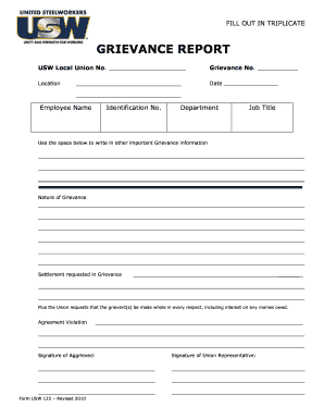 Get And Sign GRIEVANCE FORM 2010 Draft - United Steelworkers - Assets ...
