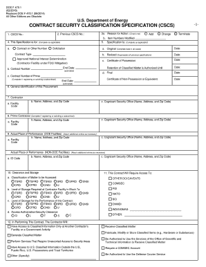 CONTRACT SECURITY CLASSIFICATION SPECIFICATION CSCS - Fill Out and Sign ...