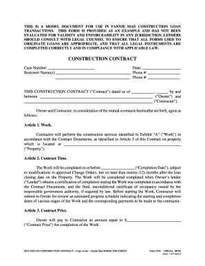 Construction Loan Agreement Form - Fill Out and Sign Printable PDF ...
