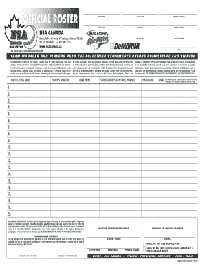 Hockey Depth Chart Template