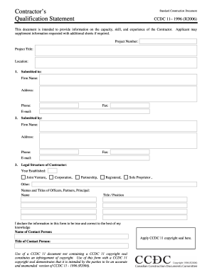 Ccdc contractor form - Fill Out and Sign Printable PDF Template | SignNow