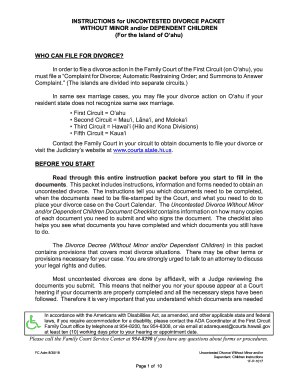 INSTRUCTIONS for UNCONTESTED DIVORCE PACKET - Fill Out and Sign ...
