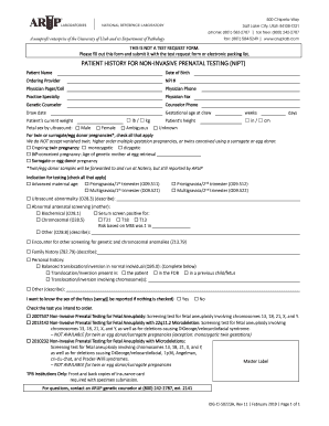 PATIENT HISTORY for NON-INVASIVE PRENATAL TESTING - Fill Out and Sign ...