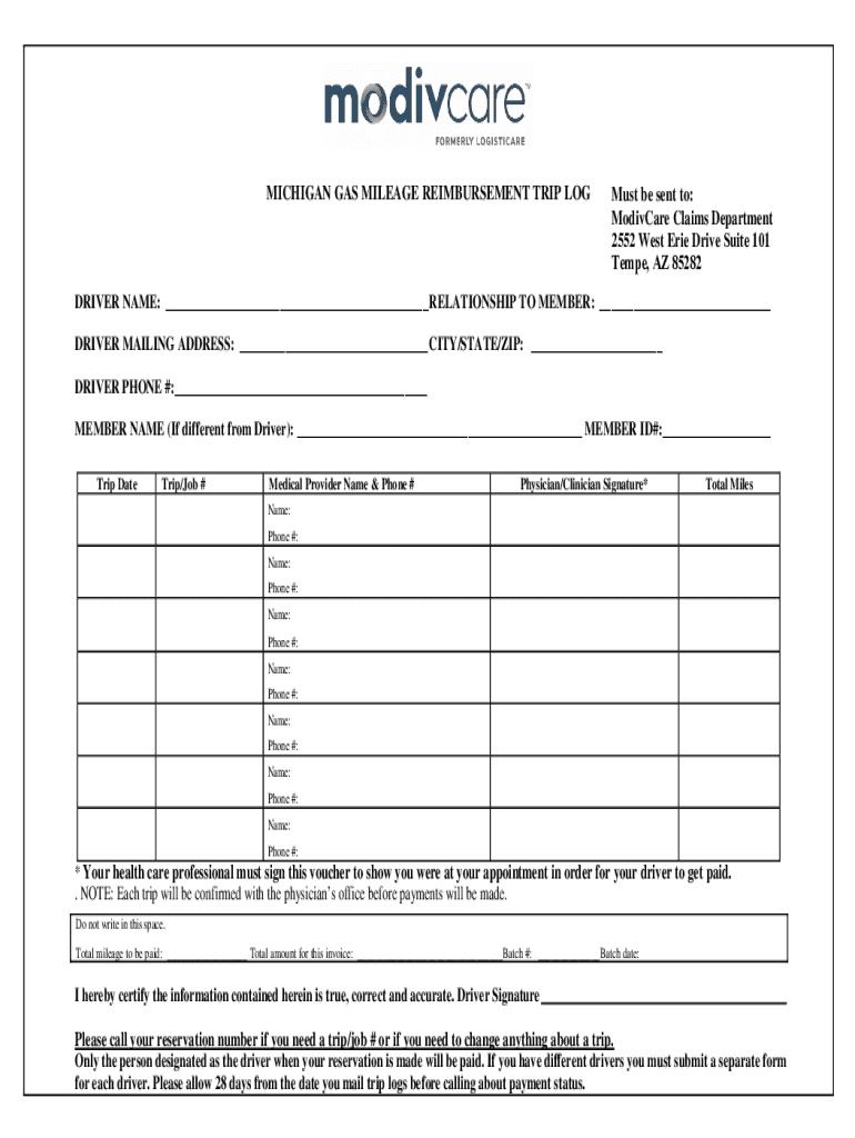 Michigan Medicaid Mileage Reimbursement 2021 2024 Form Fill Out And