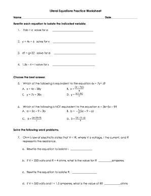 Solving Literal Equations Worksheet How To Solve LITERAL EQUATIONS