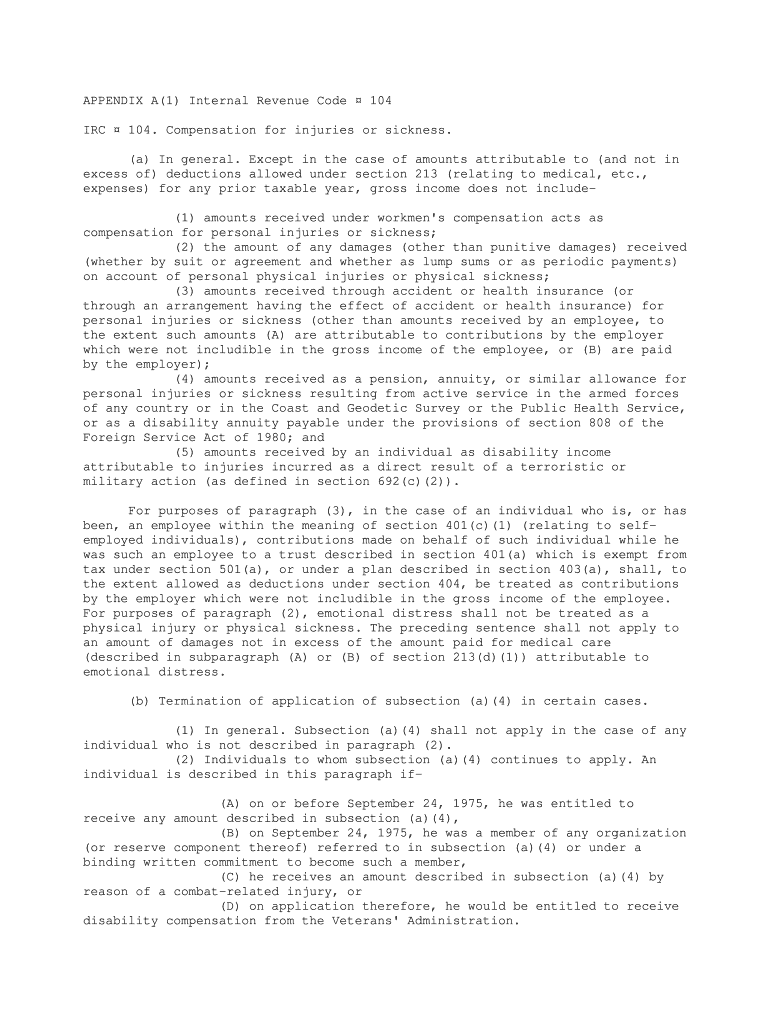 26 U S C 104 U S Code Title 26 Internal Revenue Code Form Fill Out 26 U S C 104 U S Code Title 26 Internal Revenue Code Form Fill Out