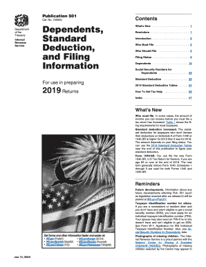 2019 standard deduction irs
