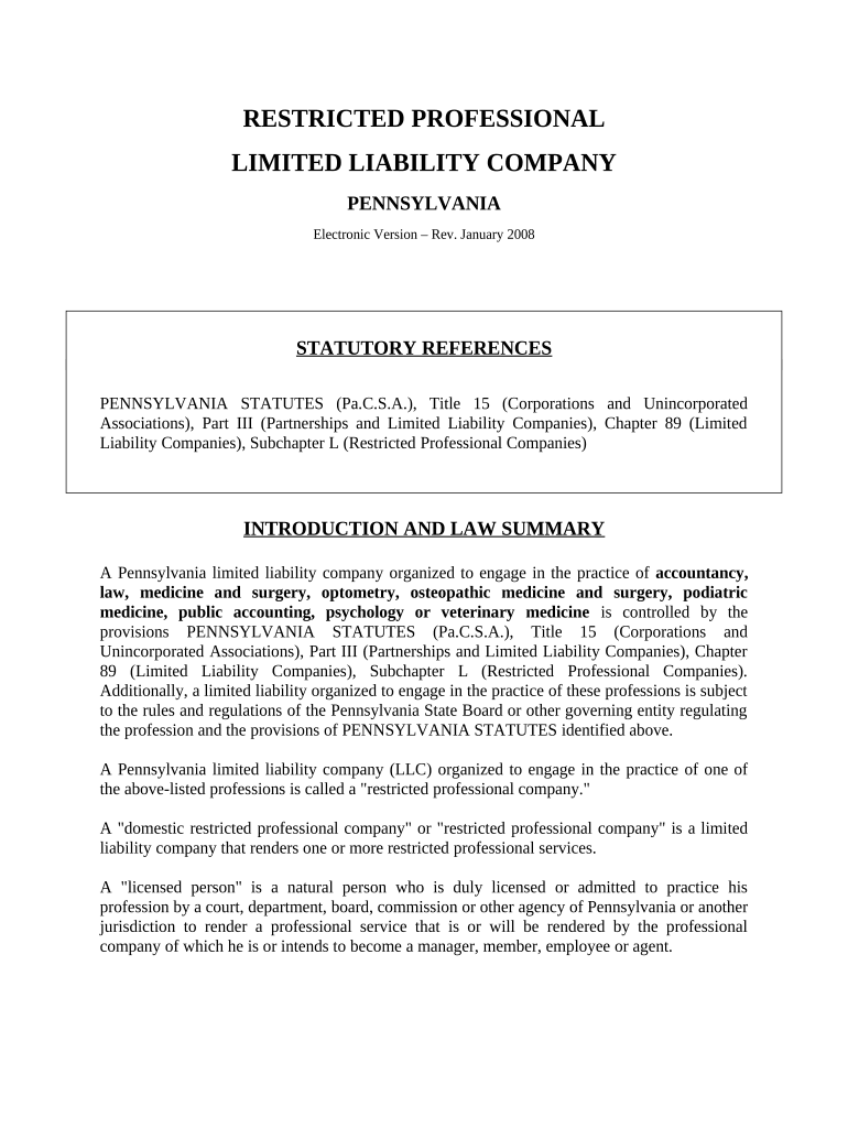 Pennsylvania Pllc Form Fill Out And Sign Printable PDF Template Pennsylvania Pllc Form Fill Out And Sign Printable PDF Template
