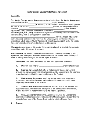 Master Agreement Template