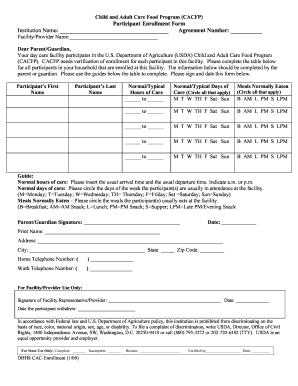 Cacfp Enrollment Form 2023 - Printable Forms Free Online