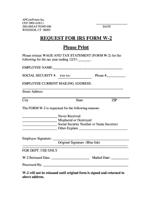 W2 Application Form