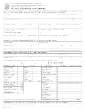 Questionnaires on financial disclosure form - Fill Out and Sign ...