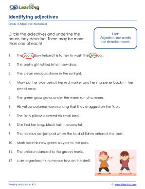 Adjectives Worksheets For Grade 5 With Answers Worksheet Identifying