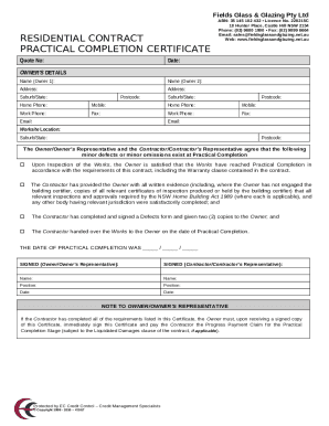 Practical Completion Certificate Template